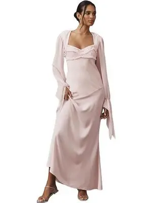 MARE MARE Long-sleeve Square-neck Maxi Dress - Light Pink