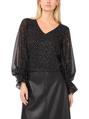 Vince Camuto Balloon Sleeve Top - Rich Black