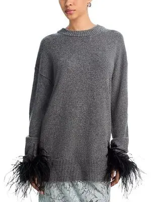 A.L.C. Wilda Feather-trimmed Sweater - Medium Heather Grey