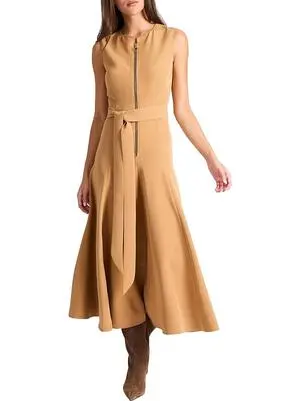 Santorelli Sleeveless Midi Dress With Zip Front - Hazelwood