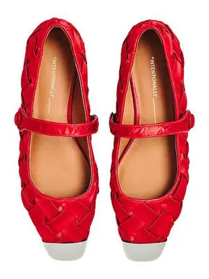 Intentionally Blank Ribbons Metal-toe Mary Jane Flats - Cherry