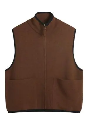 NOTHING WRITTEN Zip-up Vest - Camel