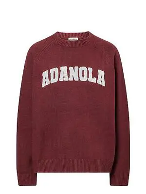 ADANOLA Boucle-Logo Cotton And Wool-Blend Oversized Jumper Burgundy/light Grey Mel
