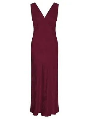 OMNES Iris Jacquard Satin Maxi Dress - Deep Wine