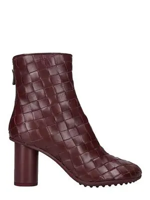 Bottega Veneta Atomic 75 Weave Intrecciato Leather Ankle Boots - Wine