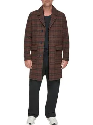 Andrew Marc Plaid Button-front Topper - Brown