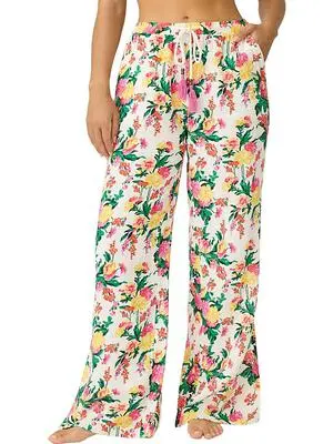 PQ Floral Wide Leg Pants - White