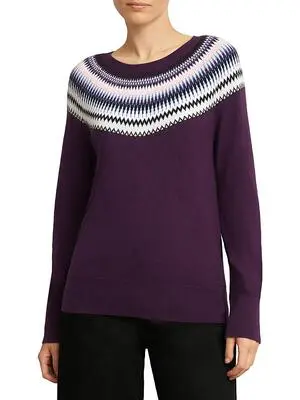 HOBBS LONDON Fair Isle Pullover Jumper - Vibrant Plum