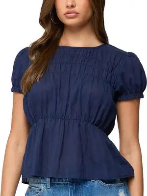 EDIKTED Maricella Gathered Tiered Top - Navy