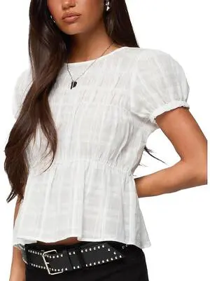 EDIKTED Maricella Gathered Tiered Top - White