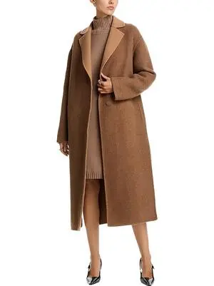 Fabiana Filippi Wool Cashmere Herringbone Overcoat - Cammello/ebano