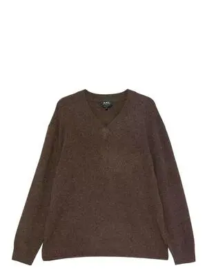 A.p.c. V-neck Long Sleeve Sweater - Brown