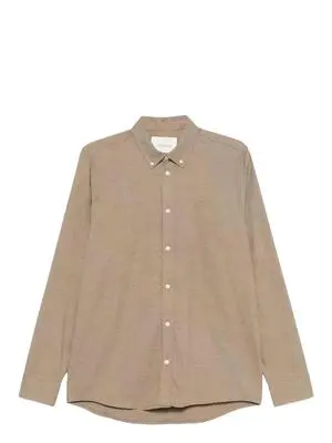 LES DEUX Logo-embroidered Shirt - Brown