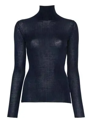 MRZ Ribbed High-neck Top - Blue