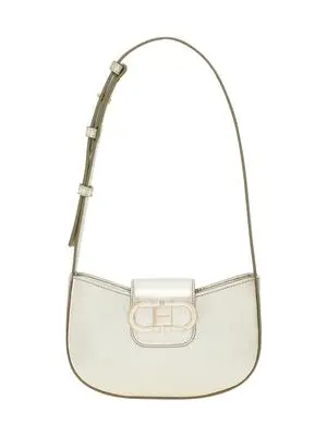 FERRAGAMO Double Gancini Mini Shoulder Bag - Beige
