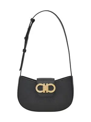 FERRAGAMO Double Gancini Mini Shoulder Bag - Black