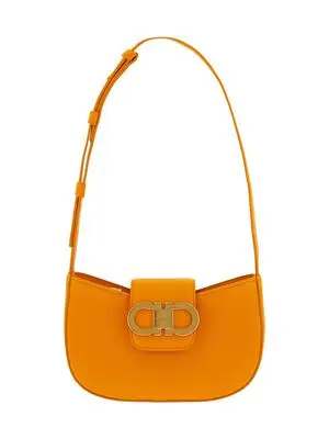 FERRAGAMO Double Gancini Mini Shoulder Bag - Orange