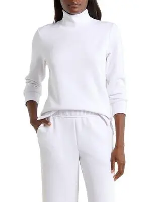 MPG Dreamweave Recycled Polyester Blend Mock Neck Sweatshirt - Brilliant White
