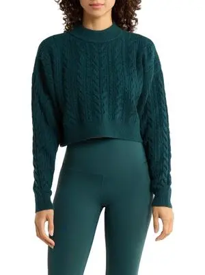 MPG Cable Knit Crop Sweater - Ponderosa Pine