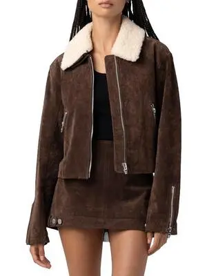 Blanknyc Suede & Faux Shearling Crop Jacket - Down To Earth