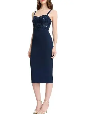 Dress The Population Embellished Bustier Cocktail Dress - Navy