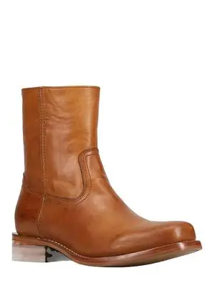 Frye Campus Leather Plain Toe Zip Boot - Saddle