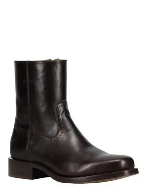 Frye Campus Plain Toe Zip Boot - Bourbon