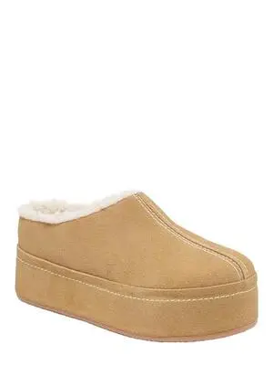KELSI DAGGER BROOKLYN Torrence Faux Shearling Lined Platform Clog - Bison