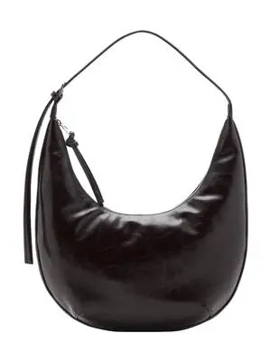 Mango Faux Leather Oval Shoulder Bag Chocolate