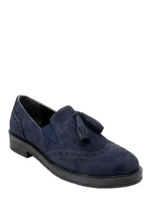 FOREVER & ALWAYS SHOES Leather Tassel Loafers - Navy Suede Leather