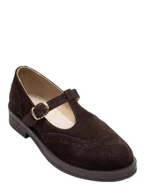 FOREVER & ALWAYS SHOES Leather Strap Loafers - Brown Suede Leather