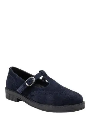 FOREVER & ALWAYS SHOES Leather Strap Loafers - Navy Suede Leather