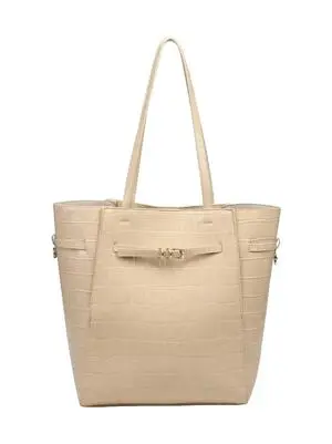 MODA LUXE Athena Bucket Bag Vegan Leather Croc Effect - Cream