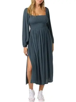 O'Neill Gracyn Smocked Long Sleeve Maxi Dress - Slate