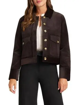 Matty M. Jeri Cotton Blend Corduroy Jacket - Dark Brown