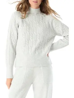 DO BY DEE OCLEPPO Coralina Mock Neck Cable Knit Sweater - Light Heather Grey