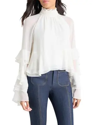 Cinq À Sept Skylah Ruffled Bell Sleeve Top - Ivory