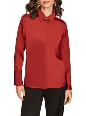 Donna Karan New York Satin Hidden Button-up Top - Metropolit