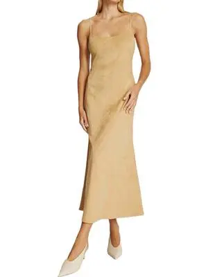 Bardot Nadira Faux Suede Midi Dress - Soft Camel