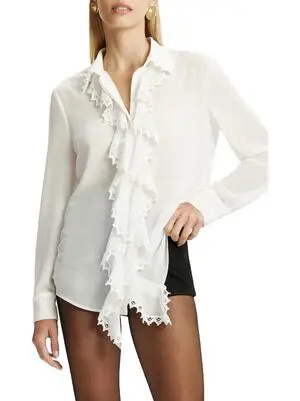 Bardot Jolanda Ruffle Front Button-up Shirt - Orchid White