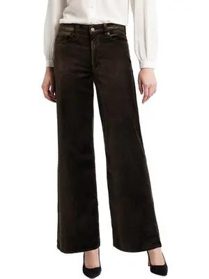 FRAME Le Slim Palazzo Velveteen Pants - Dark Clove Velvet