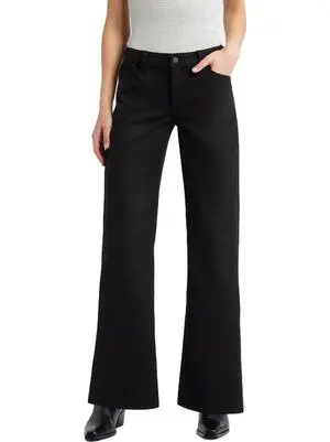 HIDDEN JEANS Faux Suede Flare Leg Trousers - Black