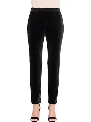 TAHARI ASL Velvet Straight-leg Pants - Black