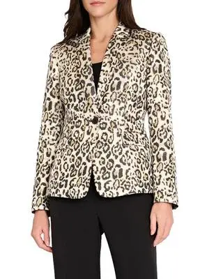 TAHARI ASL Leopard Print Blazer - Gold Leopard