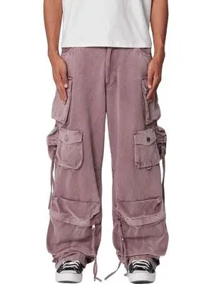 Mnml Washed Barrel Baggy Cargo Pants - Brick