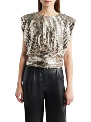 Hugo Boss Illana Sequin Crop Top - Brass