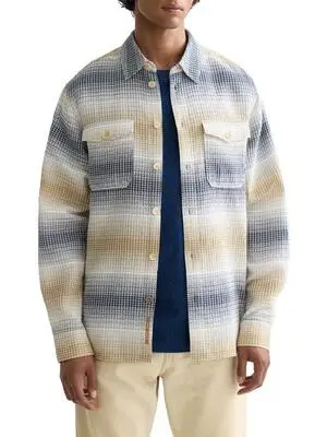 Scotch & Soda Stripe Woven Waffle Button-up Shirt - Oceana/infinity Stripe