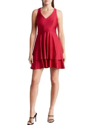 JUMP APPAREL V-Neck Skater Dress