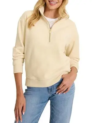 Tommy Bahama Cozy Cord Half Zip Sweatshirt - Vanilla Latte