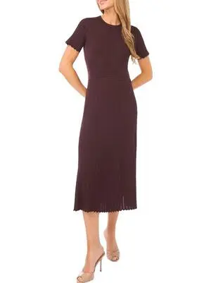 Ted Baker London Pointelle Short Sleeve Midi Dress - Dark Chocolate